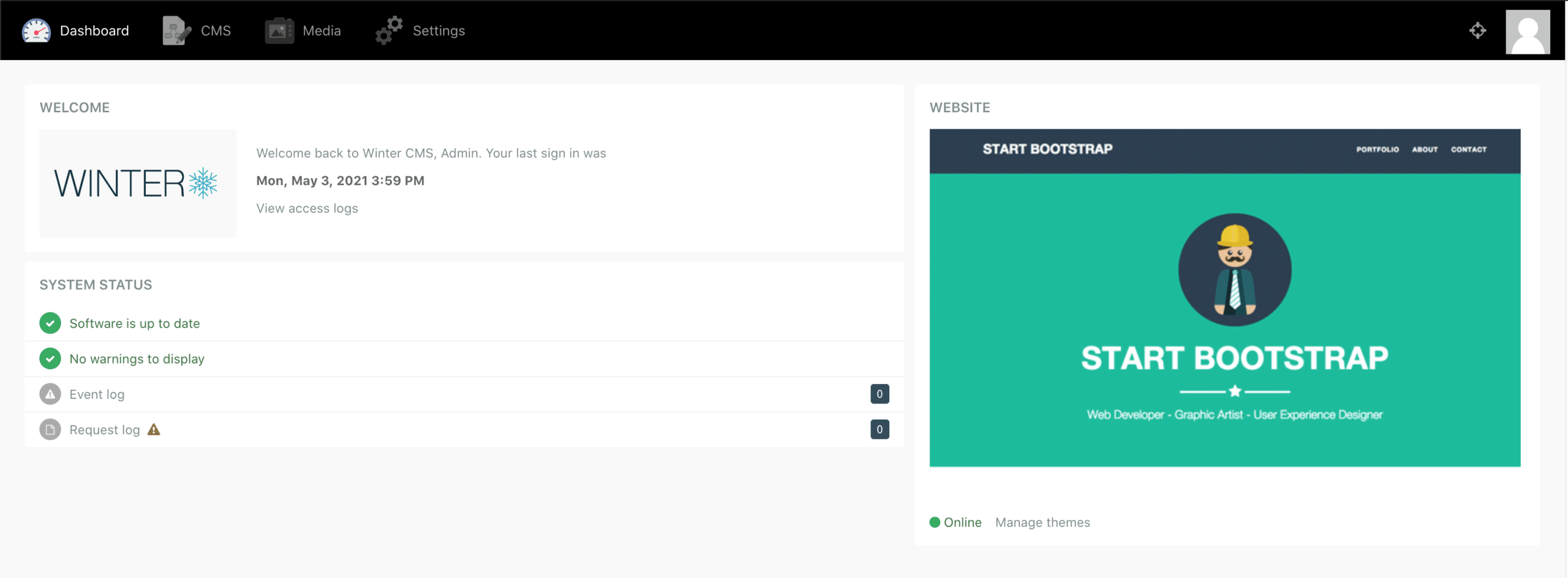 WinterCMS SQLite, Freelance Theme – Webmago Dev
